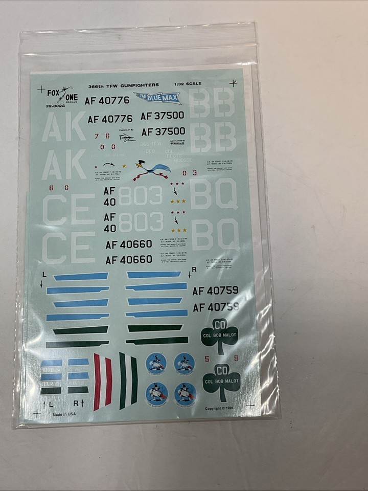 Fox One Decals 1/32 Gunfighter F-4C Phantoms Decal Sheet for Plastic ...
