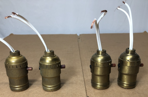 Vtg Light Socket Push Button Brass Lamp ALPINE Medium Base E26 Two Pair ...