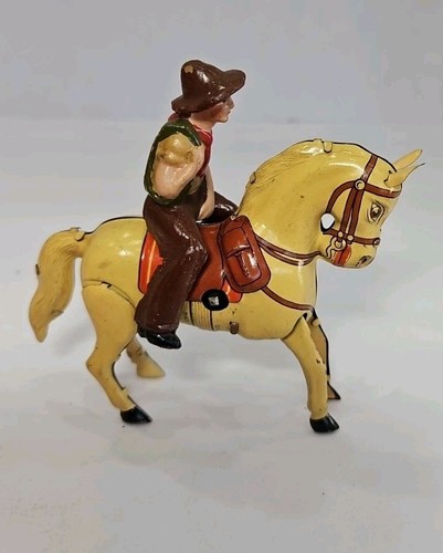 DRGM Germany 1950s Tin Penny Toy Horse And Rider Stamped | eBay