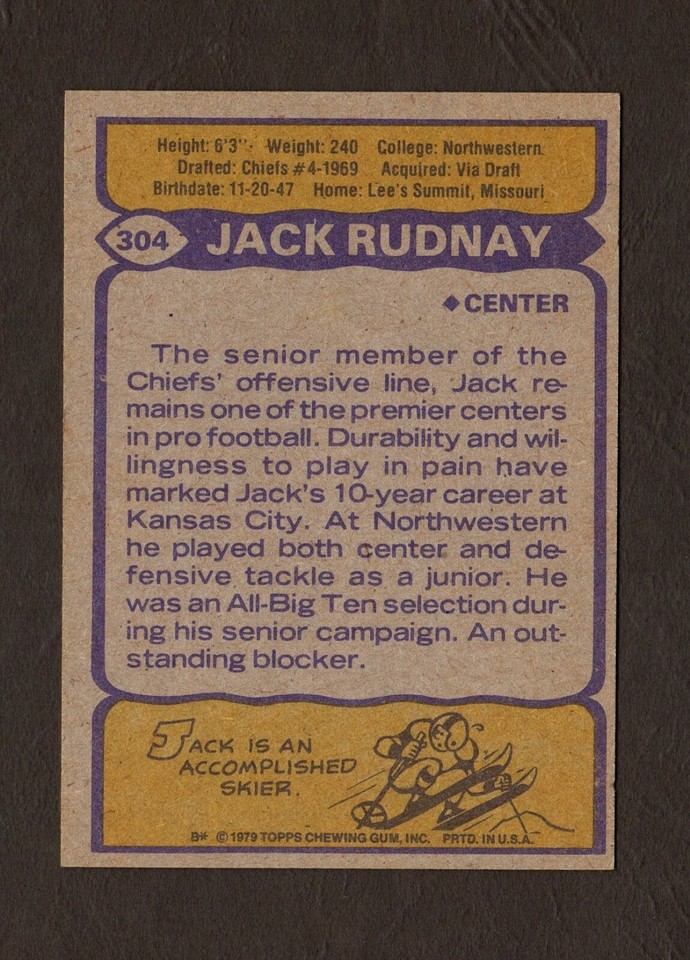 1979 Topps Football Card #304 Jack Rudnay - Kansas City Chiefs | eBay