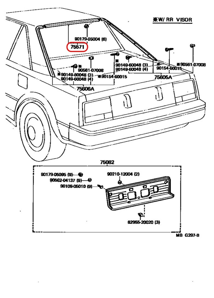 TOYOTA MR2 AW11 1984-1989 Genuine Back Window Outside Molding Parts OEM ...