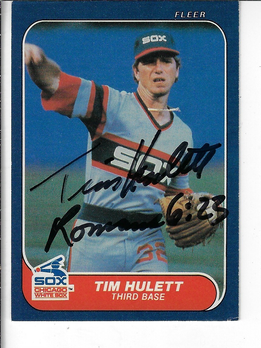 TIM HULETT 1986 FLEER AUTOGRAPHED BASEBALL CARD 208 CHICAGO WHITE SOX ...