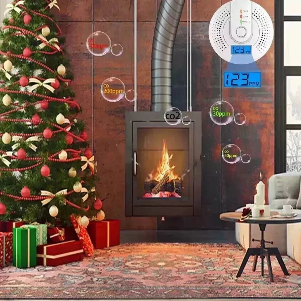 Carbon Monoxide Detector Warning Alarm Sensor LED Digital Battery ...