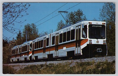 Postcard Portland Tr-Met LRT Outbound Train LRV's Passenger Rail Road ...
