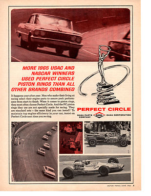 1963 CHEVROLET IMPALA NASCAR & USAC RACING ~ ORIGINAL PERFECT CIRCLE AD ...