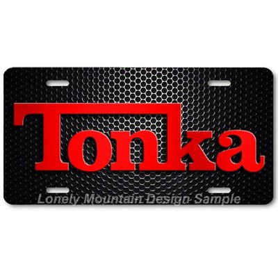 Tonka Inspired Art Red on Mesh FLAT Aluminum Novelty Auto License Tag ...