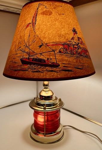 Vintage Nautical Maritime Theme Table Lamp Boating Sailboat Shade Red ...
