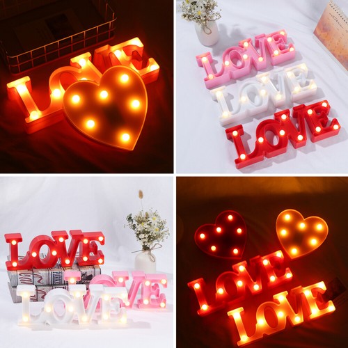 Supplies Gift Sign Night Light 3D Love Heart LED Letter Valentine's Day ...