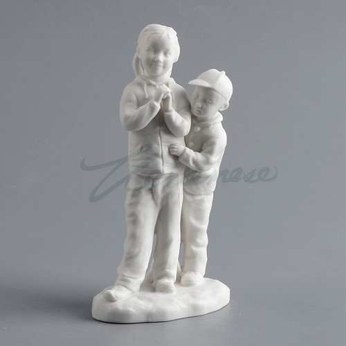 Modern Art Sculpture Handmade White Ceramics Elder Sister Younger ...