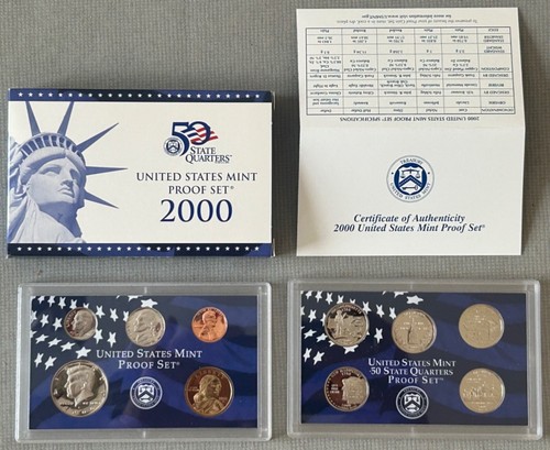 2000 UNITED STATES Mint PROOF 10 Coin Set Original Box Certificate ...
