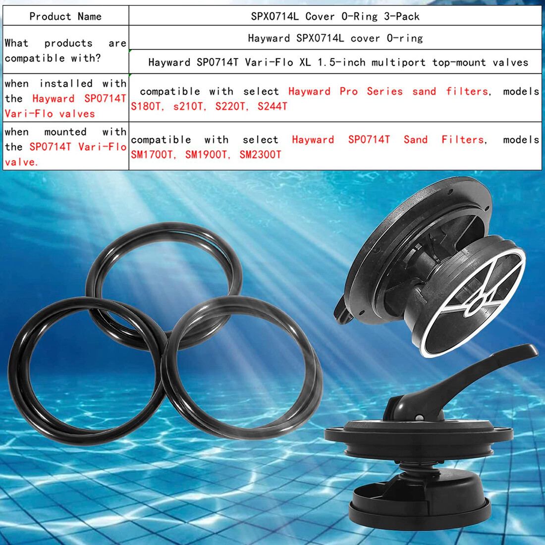SPX0714L Cover O-Ring Seal for Hayward Vari-Flo XL Valve Sand Filter ...
