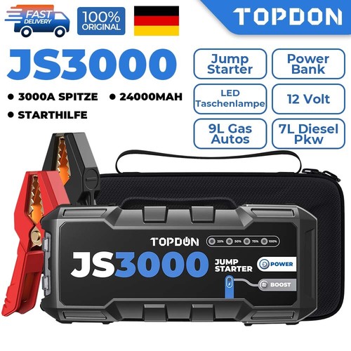 TOPDON JS3000 Auto KFZ Starthilfe Jump Starter Booster 24000mAh 3000A ...