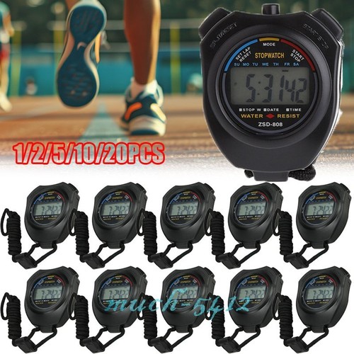 Digital Waterproof LCD Stopwatch Sports Counter Chronograph Timer ...