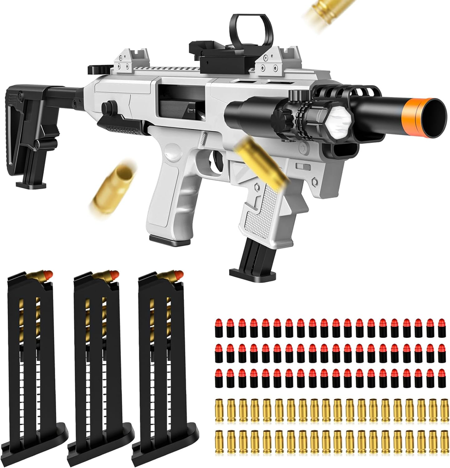 Soft Bullet Toy Gun - Strees Shot Three Model Realistic Shell Ejecting ...