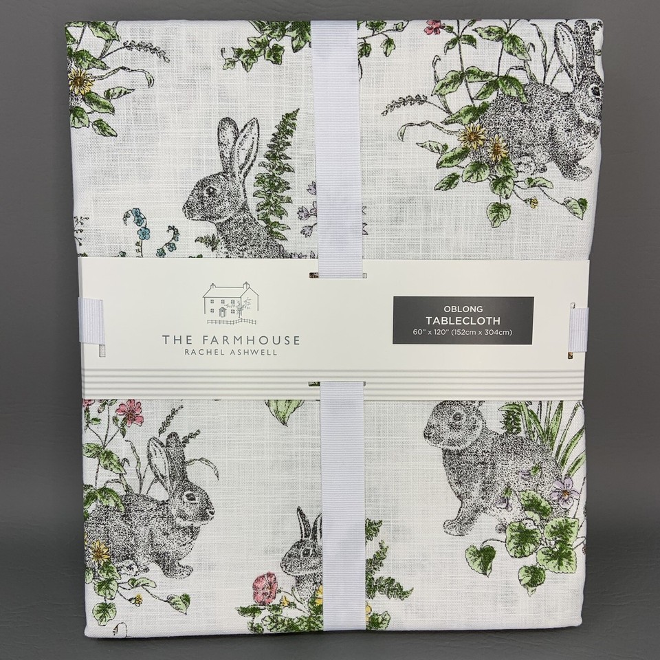 Rachel Ashwell Farmhouse Easter Bunny Rabbit Spring Tablecloth Cotton ...