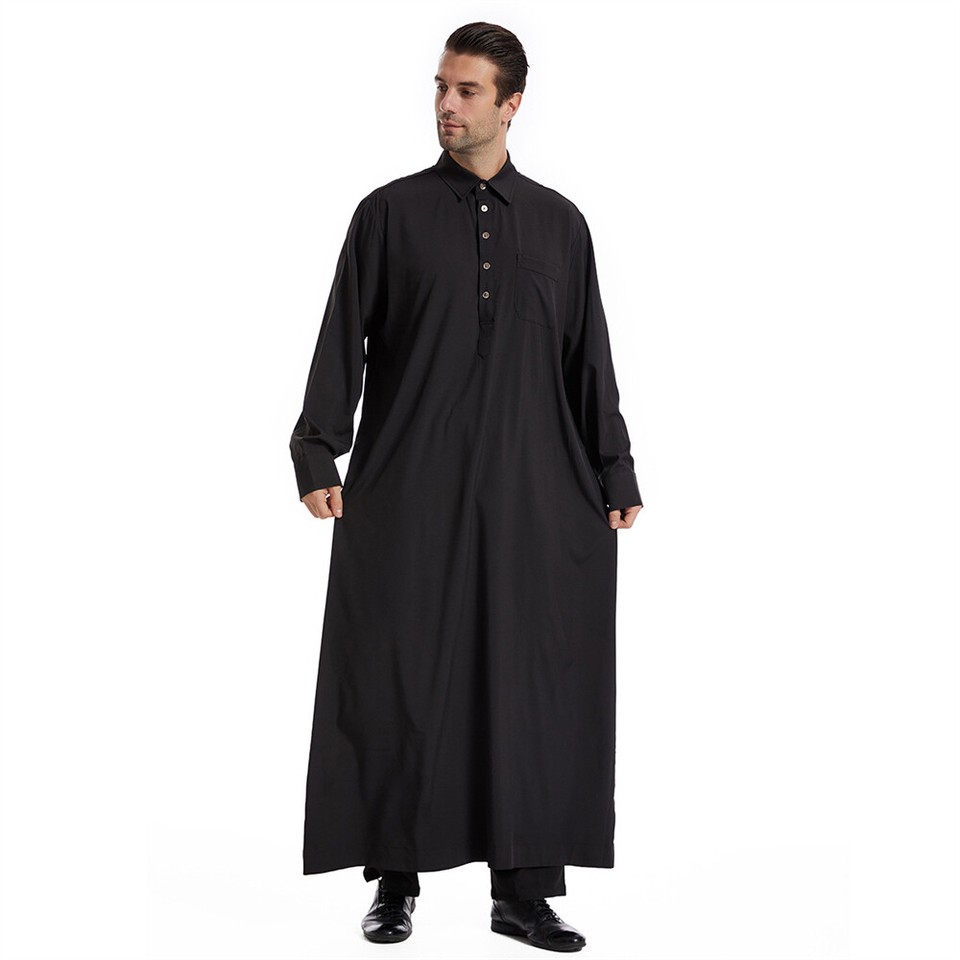 Men Saudi Arab Daffah Dishdasha Kaftan Robe Muslim Thobe Jubba Thoub ...