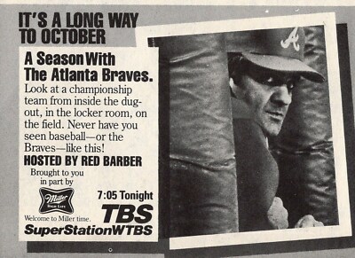 1983 WTBS TV BASEBALL AD~ATLANTA BRAVES SKIPPER JOE TORRE WORLD SERIES ...