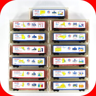 N Scale **13 ORIGINAL STATE COLONIES* Box Car Variation Lot - Kadee ...