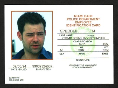 CSI MIAMI SERIES 2 BONUS ID BADGE CARD MI-ID5 TIM SPEEDLE | eBay