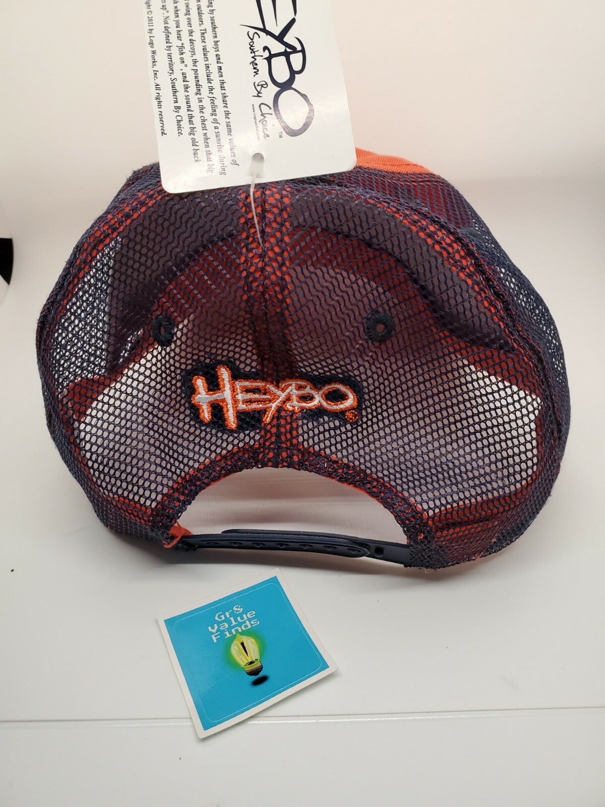 Heybo Meshback Trucker Hat Orange/Navy NWT Southern | eBay