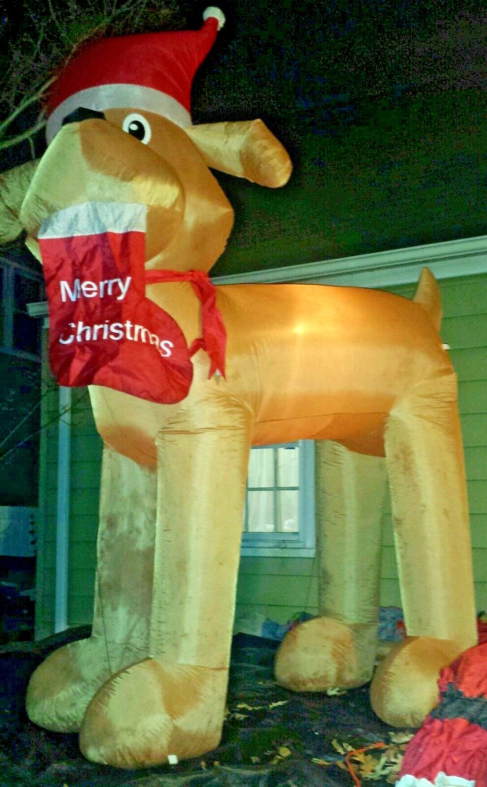 Gemmy Inflatable blow up 9ft Dog Golden Retriever Merry Christmas ...