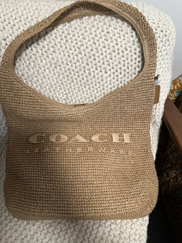 Coach Brooklyn Large Straw Shoulder Bag 39 Brass/Natural | eBay