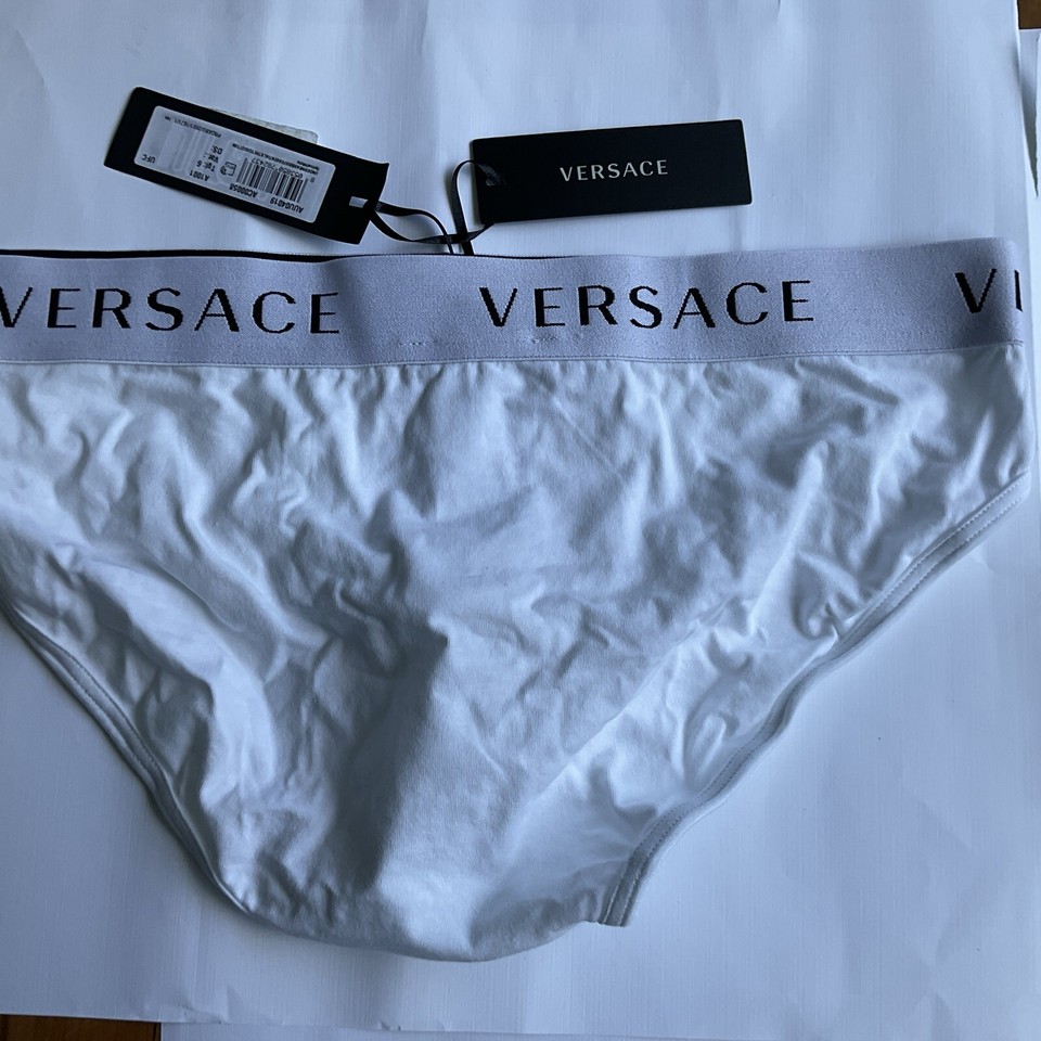 Versace Logo LOW RISE SLIP (BRIEF) Sz 6 (Large) White,Authentic,New | eBay