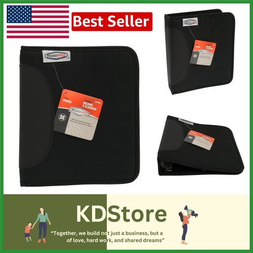 Black 3-Ring Looseleaf Log Binder for A5 Paper, Zippered, Organizer ...