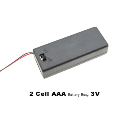 2 Cell No.7 AAA 3V Battery Holder Box Case Black Enclosed with On/Off ...