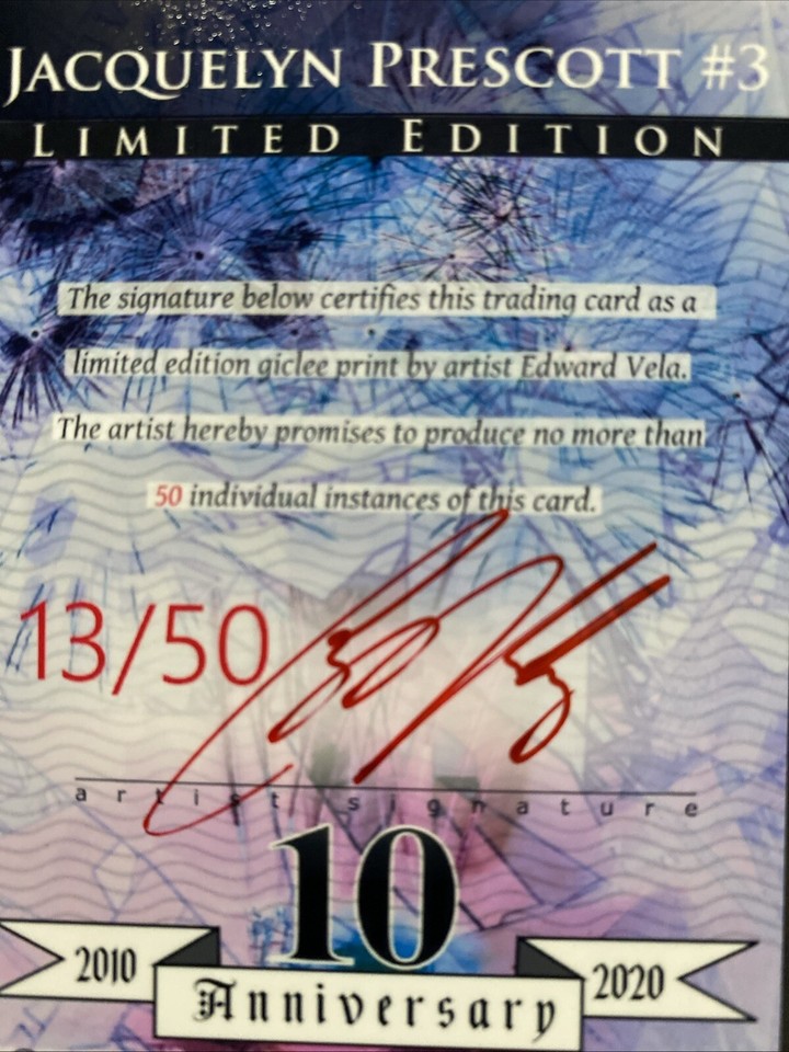 Jacquelyn Prescott #3 Art Card Limited Numbered xx/50 Edward Vela ...