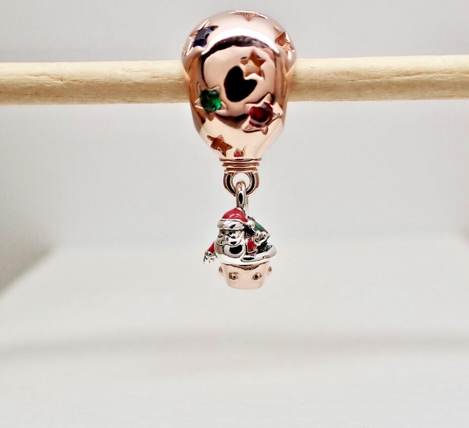 Authentic Pandora #782976C01 Two-Tone Santa Clause in Hot Air Balloon ...