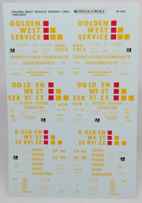 Microscale HO Decals 87-658 GOLDEN WEST SERVICE Freight Cars 1990-Date ...