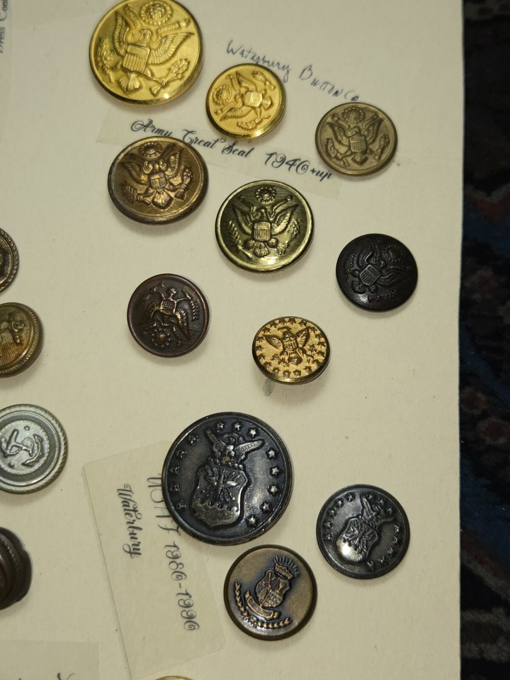 Card of 80 Antique Vintage Button Lot Uniform, Military, Work, Police ...