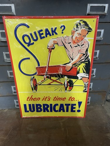 Squeak? Lubricant Sign Gas Oil Garage Parts Tools Vintage Look Man Cave ...