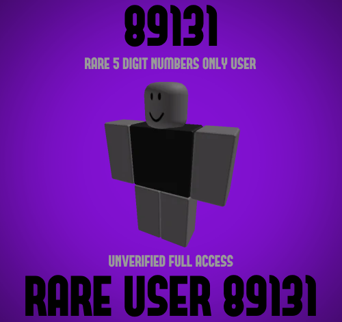 RARE USER 89131 ROBLOX | UNVERIFIED FULL ACCESS 100% SAFE (CHECK DESC ...