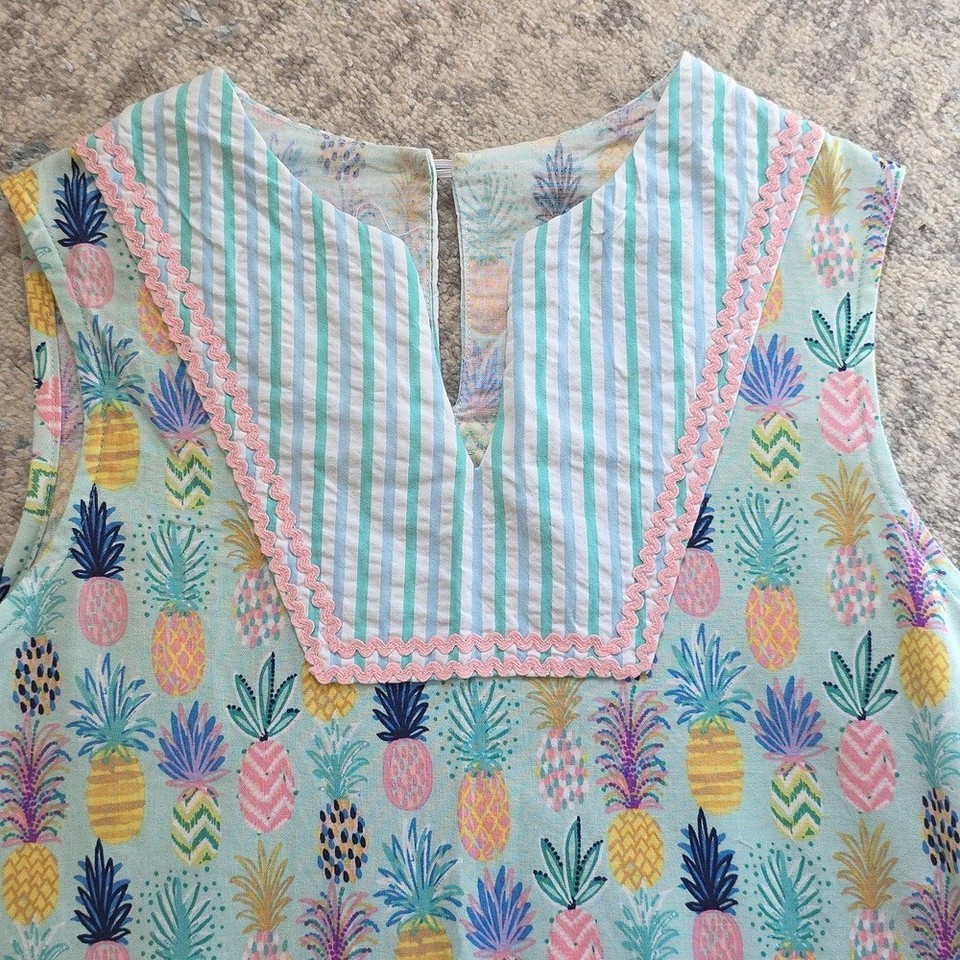 Hannah Kate Girls Size 12 Pineapple Tropical Seersucker Sleeveless ...