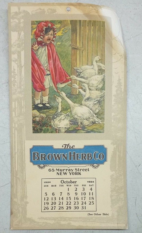 The Brown Herb Co 2 Sided Promotional Calendars 1924 and 1925 Vintage ...