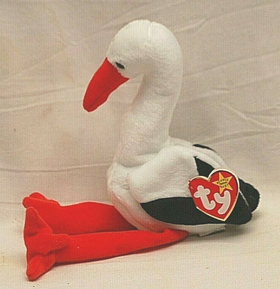 TY Originals Beanie Baby Stilts Stork Fuzzy Plush Toy Animal DOB June ...