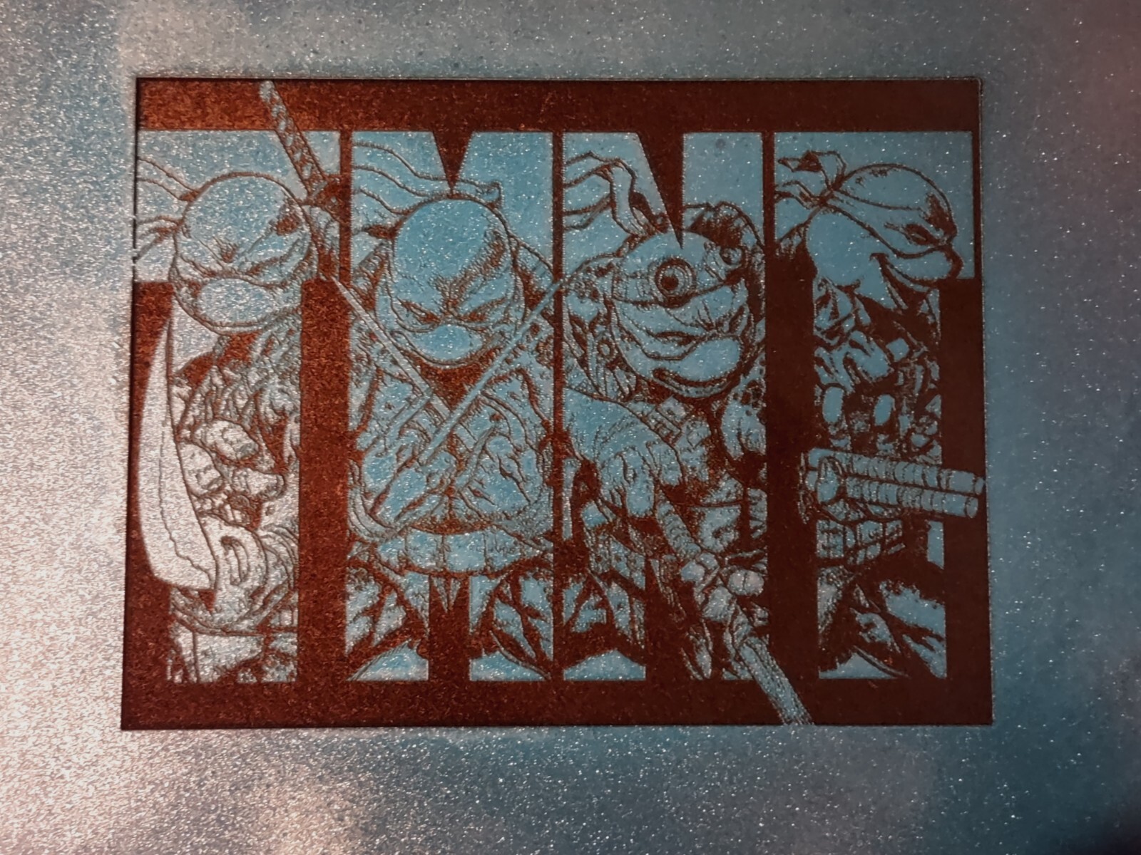 Teenage Mutant Ninja Turtles Laser Engraving Art TMNT Blue Metallic 10 ...