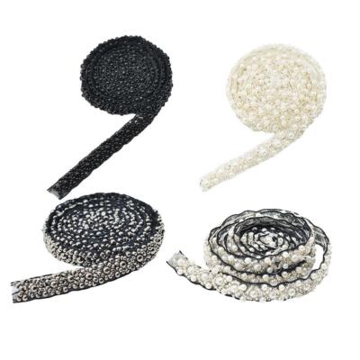 1 Yard Handmade Pearl Beaded Galloon Ribbon Lace Clothing | eBay Australia