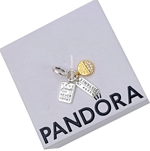 New 100% Authentic PANDORA 14K & 925 Friendship Triple Dangle Charm ...