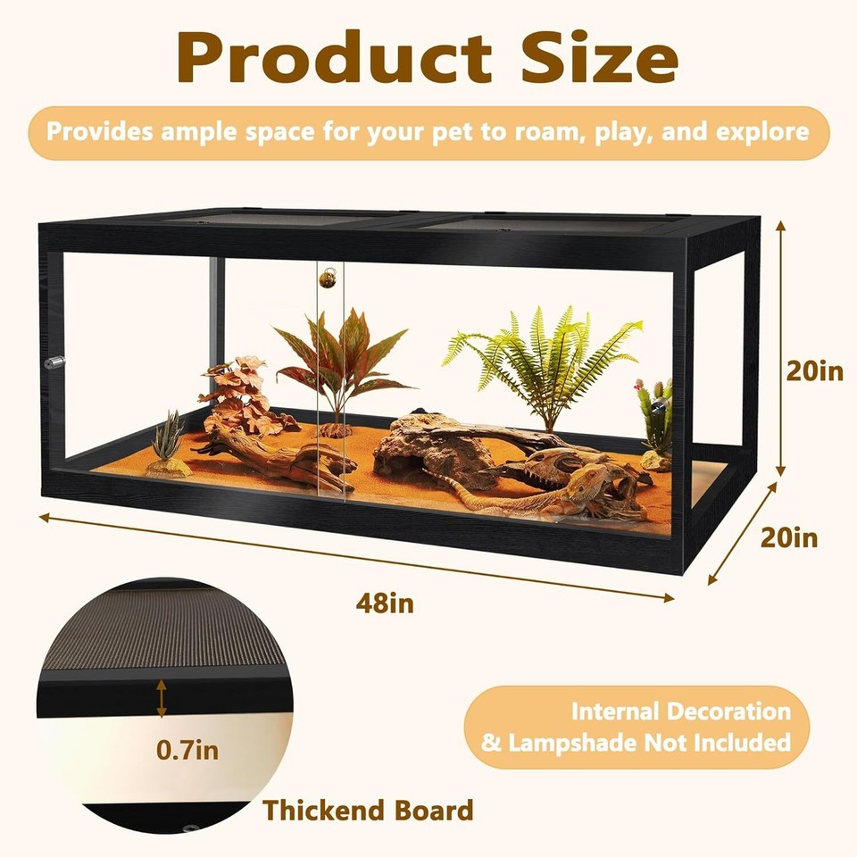 Reptile Terrarium Tank 78 Gallon,Lizard Tank Bearded Dragon Tank with ...