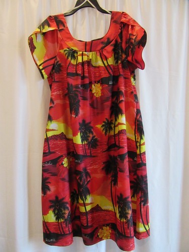 Hawaii Brand Dress Muumuu XXL Tropical Aloha Pullover Red Hibiscus ...