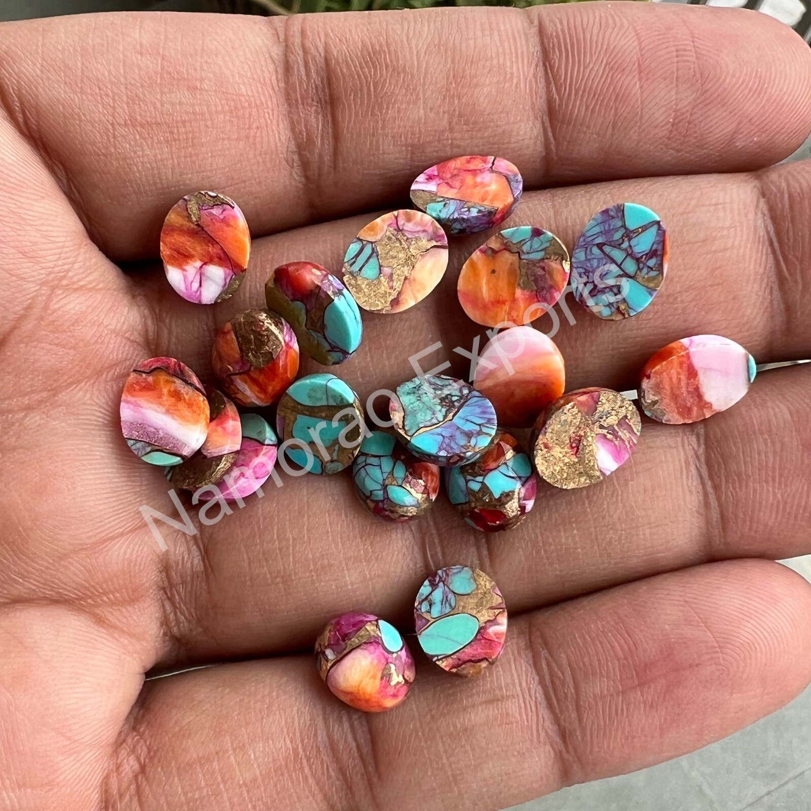 Natural Pink Spiny Oyster Copper Turquoise Oval 6x8 mm to 18x25 mm ...