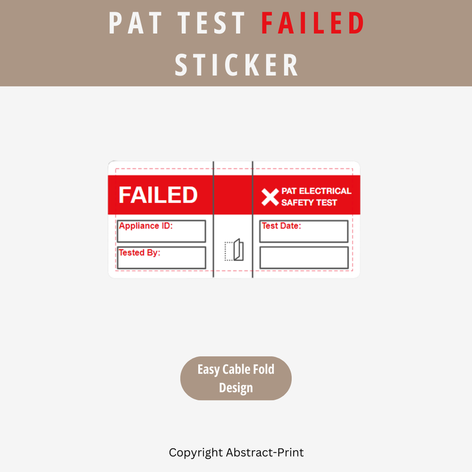 PAT Test Stickers PASSED & FAILED Electrical Safety Labels Cable Fold ...