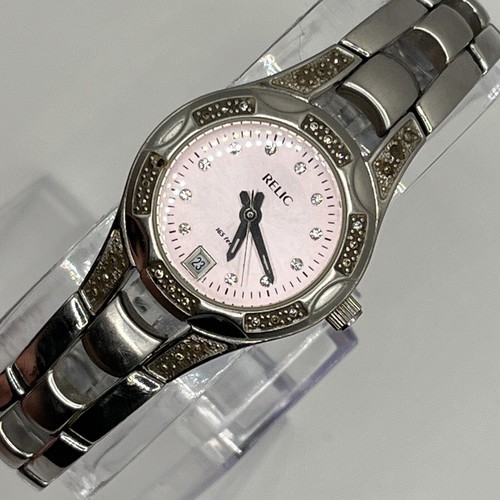 Relic Women's Watch ZR11762 Pink Stainless Steel Silver Tone Crystal ...