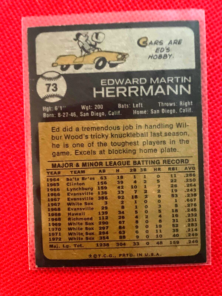 1973 TOPPS # 73 ED HERRMANN | eBay