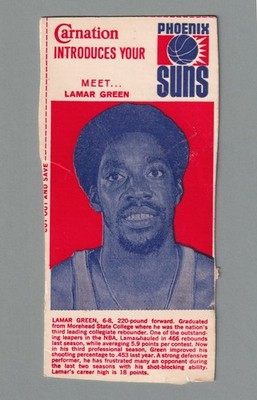 1971 Carnation Milk Phoenix Suns Lamar Green RARE card | eBay