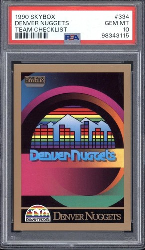 LOW POP 🔥 1990-91 SKYBOX DENVER NUGGETS CHECKLIST #334 PSA 10 LOGO CARD ...