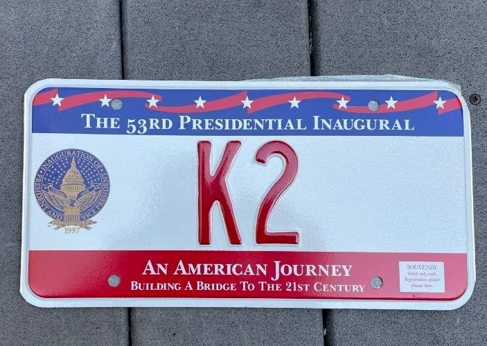 1997 Washington DC CLINTON Inaugural License Plate LOW NUMBER special ...